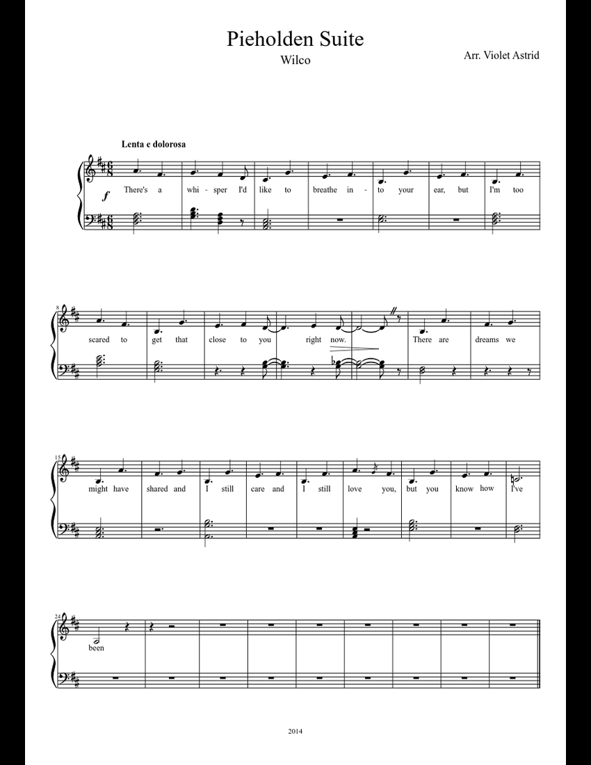 Pieholden Suite sheet music for Piano download free in PDF or MIDI
