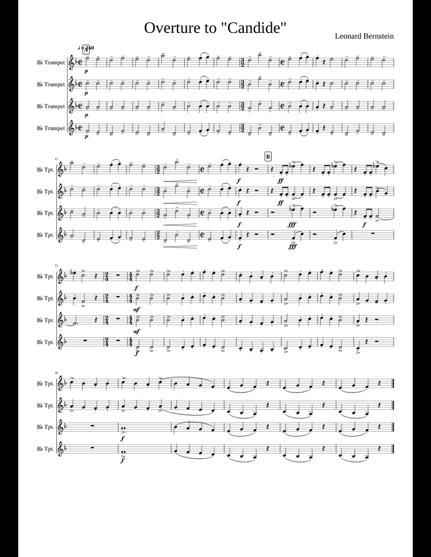 Overture to Candide Trumpet sheet music for Trumpet download free in PDF or MIDI