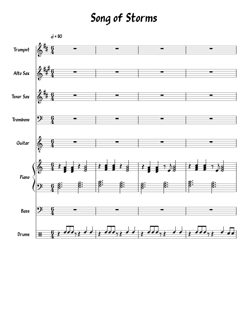 Song of Storms Sheet music for Piano, Trumpet (In B Flat), Trombone ...