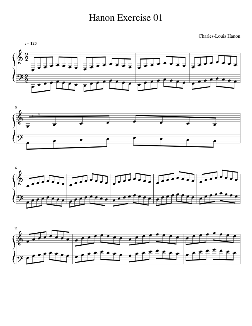 Hanon 01 Sheet music for Piano | Download free in PDF or MIDI | Musescore.com