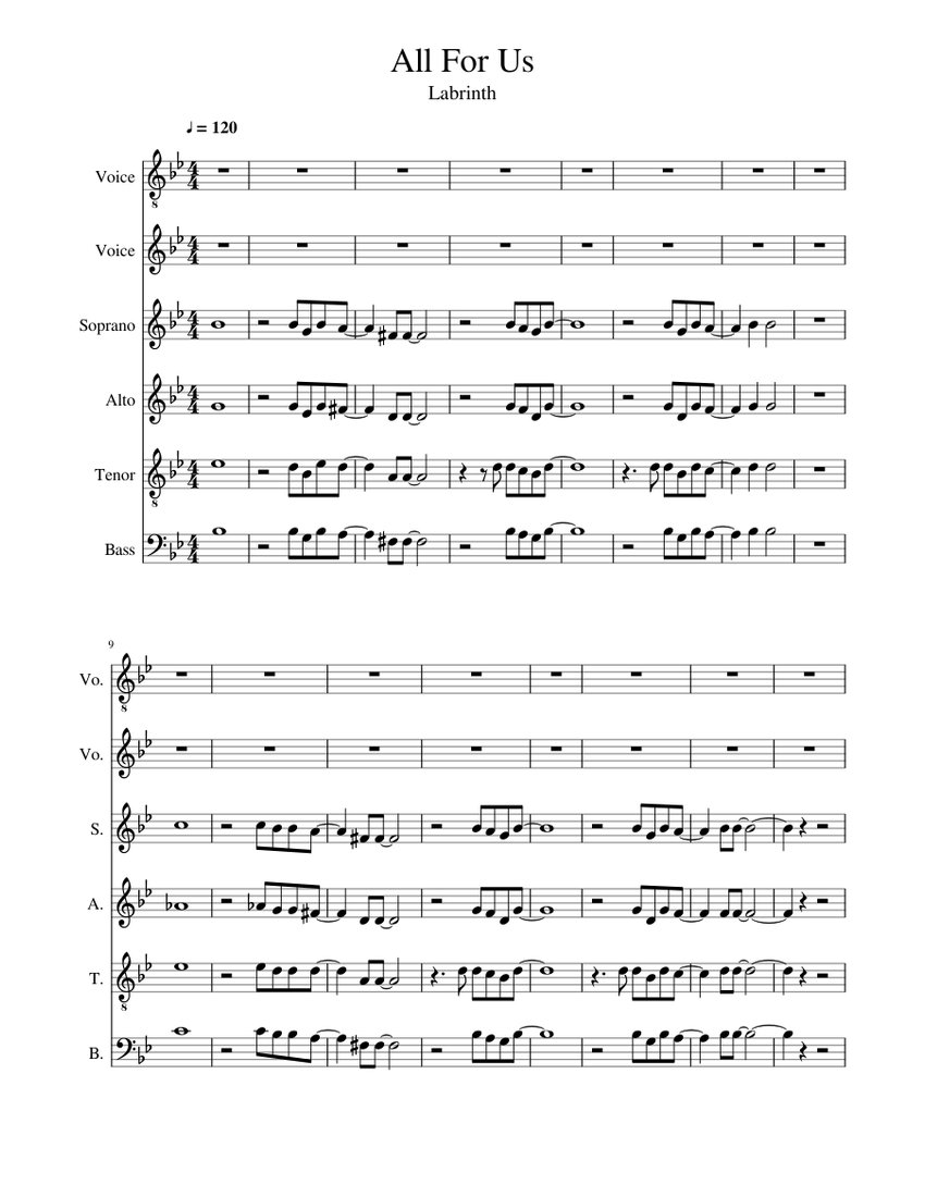 All For Us Sheet music for Vocals, Soprano, Tenor, Alto & more ...