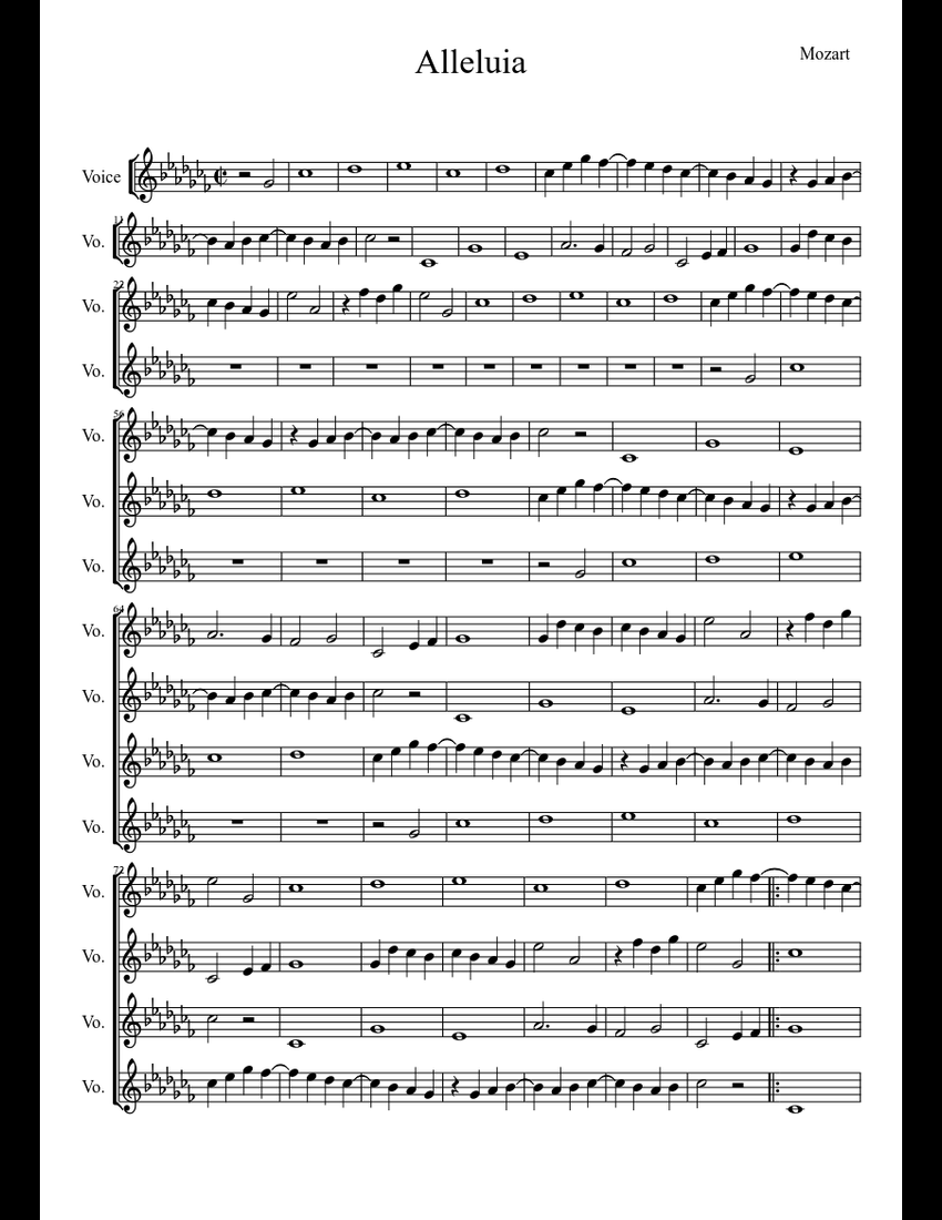 Aleluia sheet music for Voice download free in PDF or MIDI