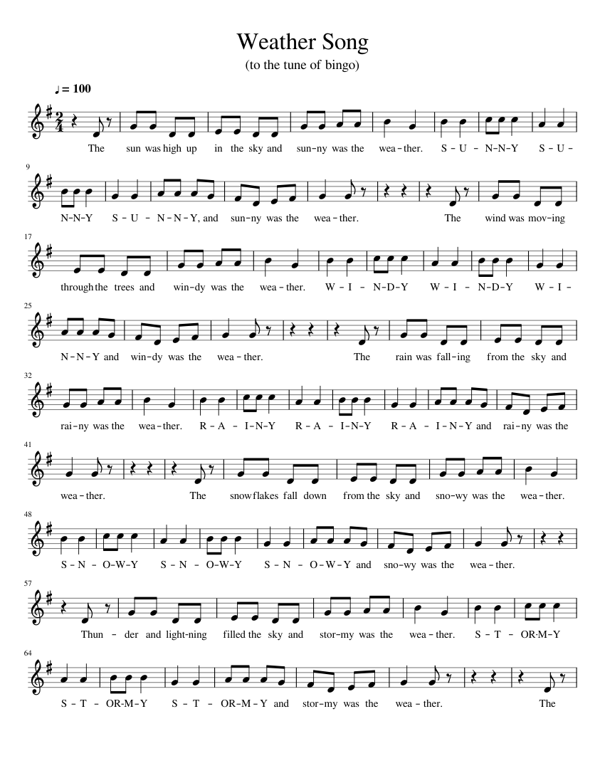 Weather Song Sheet music for Piano | Download free in PDF or MIDI ...