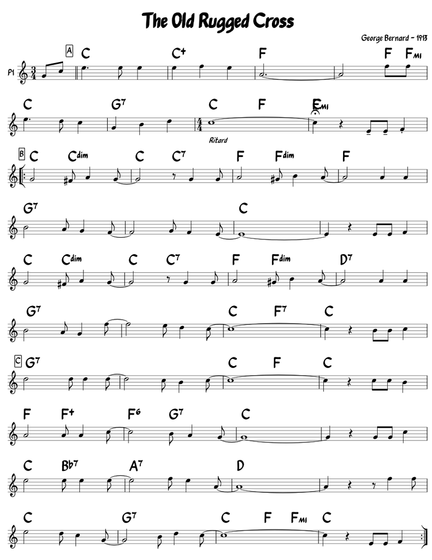 Old Rugged Cross Sheet music | Download free in PDF or MIDI | Musescore.com