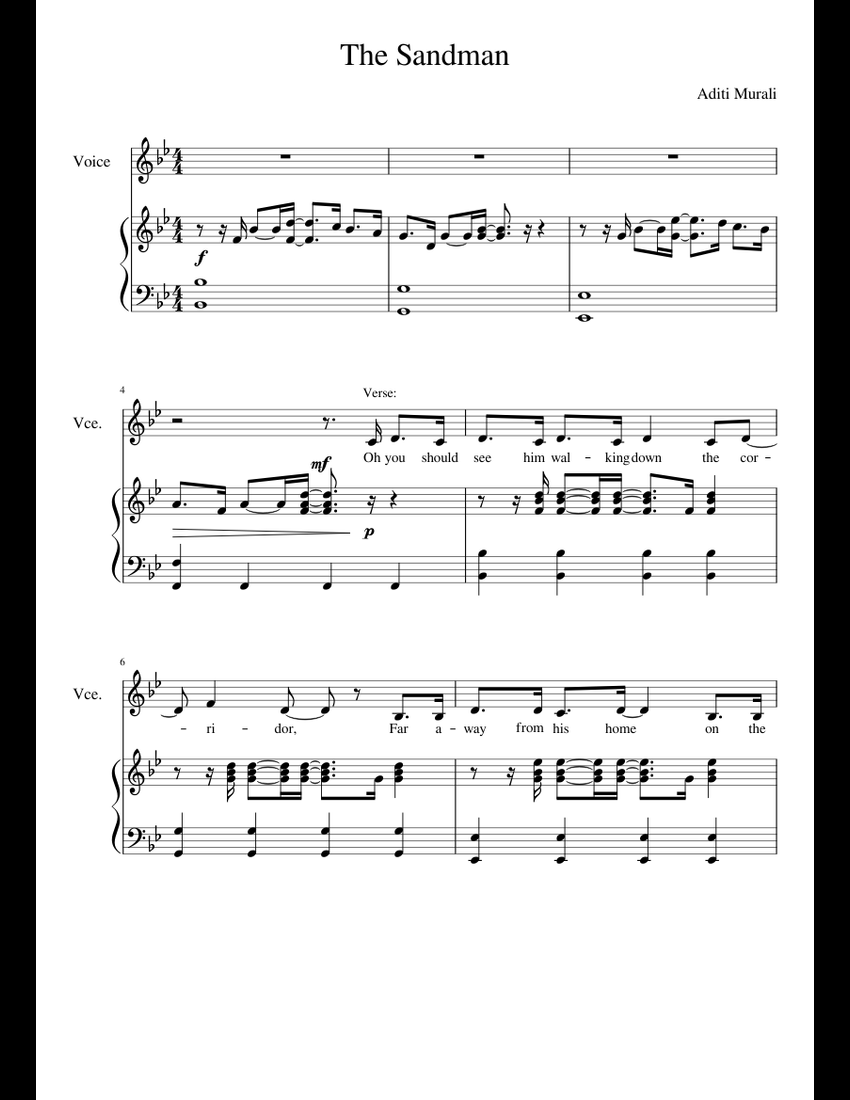 The Sandman sheet music for Piano, Voice download free in PDF or MIDI