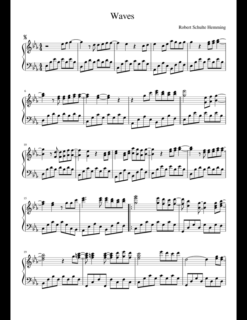 Waves sheet music for Piano download free in PDF or MIDI