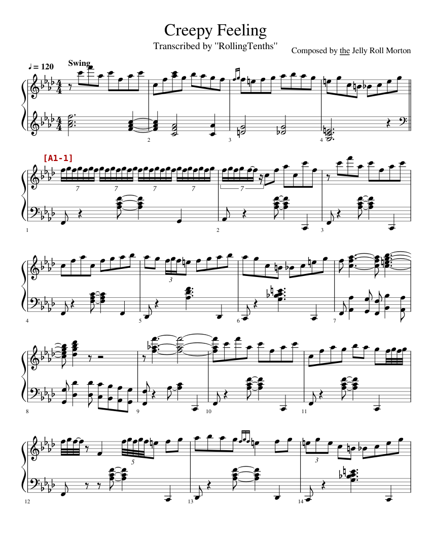 Creepy Feeling sheet music for Piano download free in PDF or MIDI