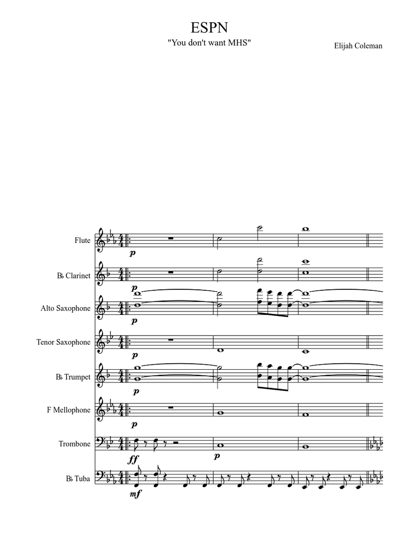 ESPN Sheet music for Flute, Clarinet, Alto Saxophone, Tenor Saxophone ...