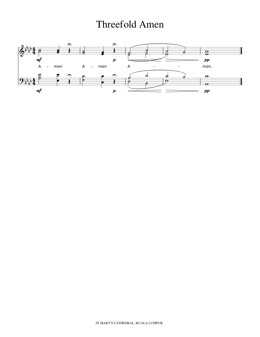 Threefold Amen sheet music for Piano download free in PDF or MIDI