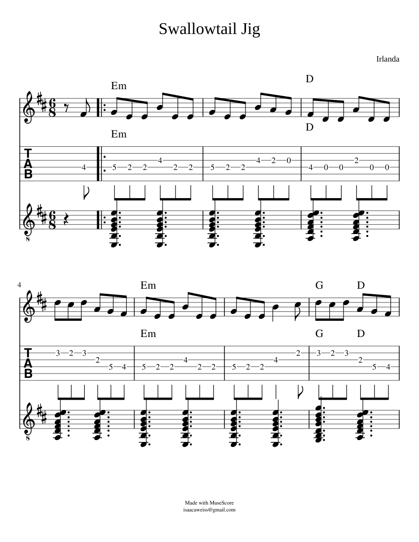 Swallowtail Jig usb Sheet music for Tambourine, Accordion (Mixed Duet ...