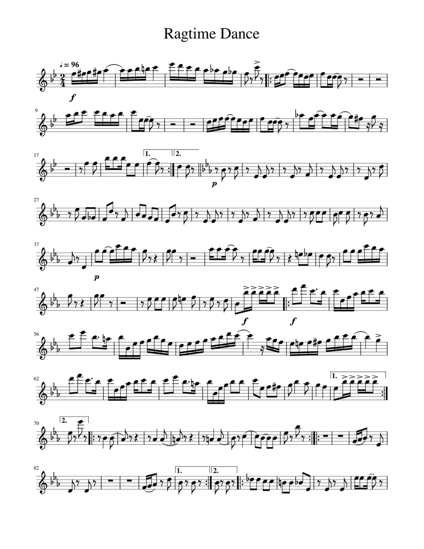 Ragtime Dance Sheet music for Flute | Download free in PDF or MIDI | Musescore.com