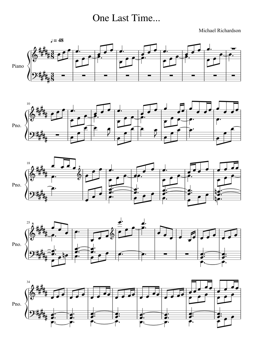 One Last Time... sheet music for Piano download free in PDF or MIDI