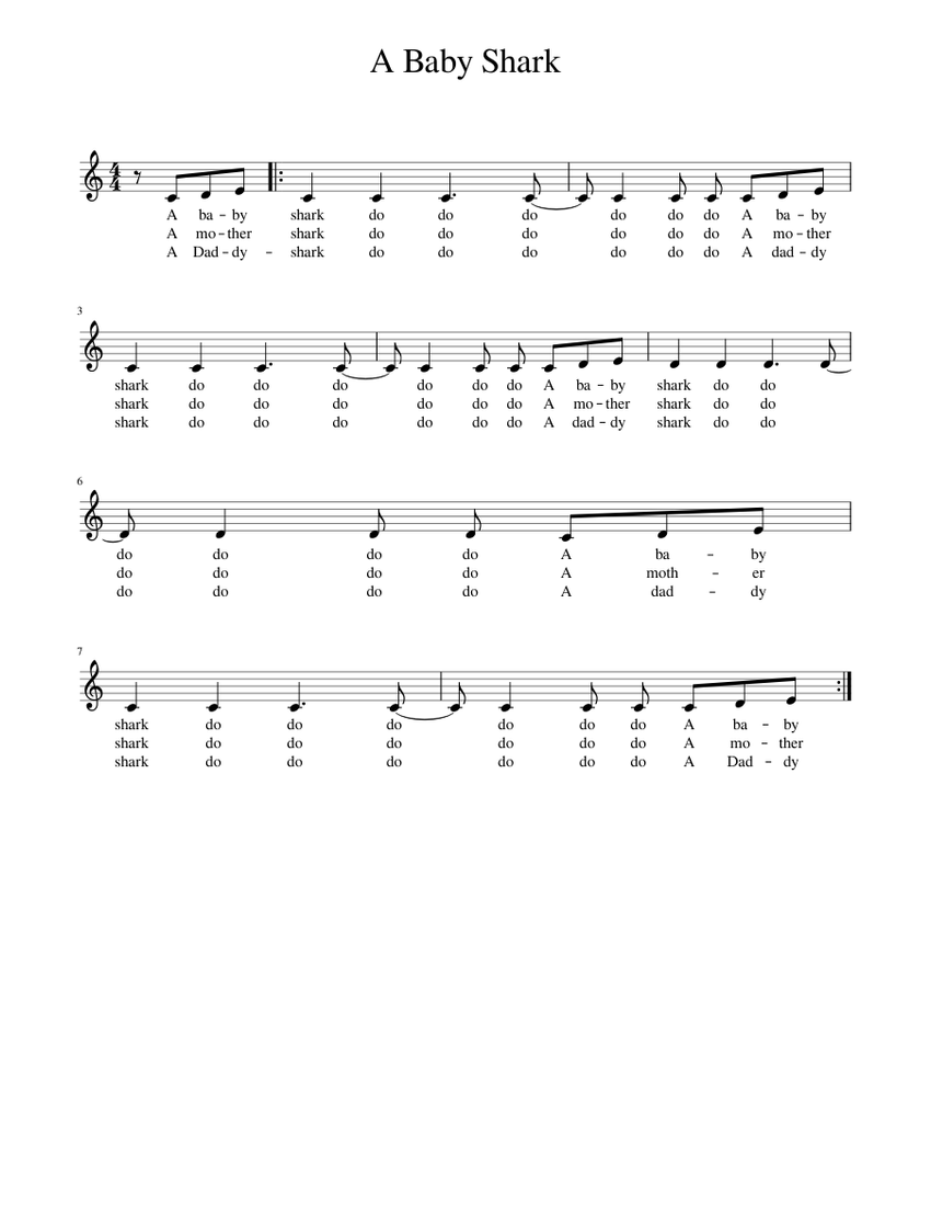 A Baby Shark Sheet music for Piano | Download free in PDF or MIDI ...
