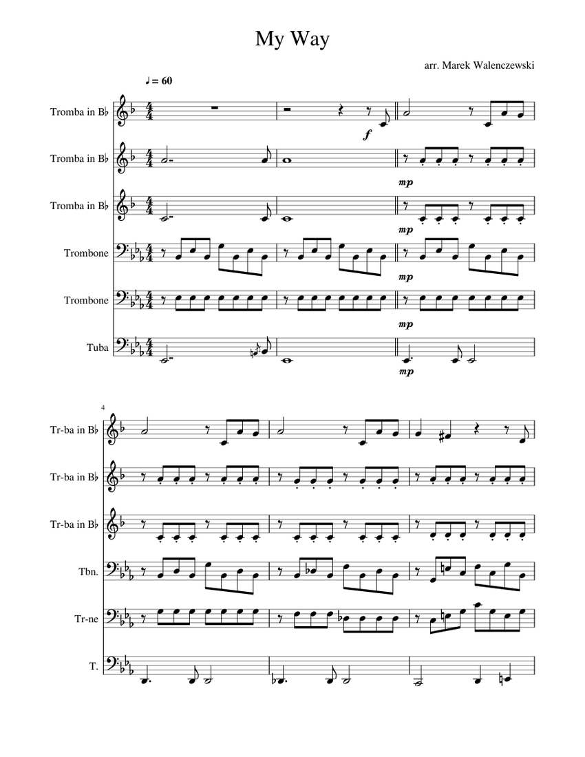 My Way Sheet music for Trumpet, Trombone, Tuba | Download free in PDF ...