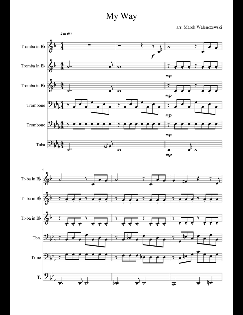 My Way sheet music for Trumpet, Trombone, Tuba download free in PDF or MIDI