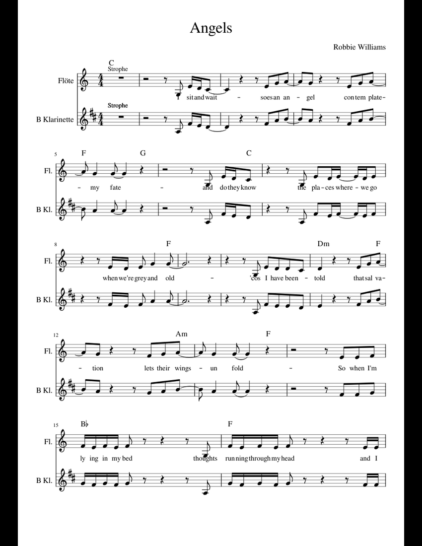 Angels sheet music for Flute, Clarinet download free in PDF or MIDI