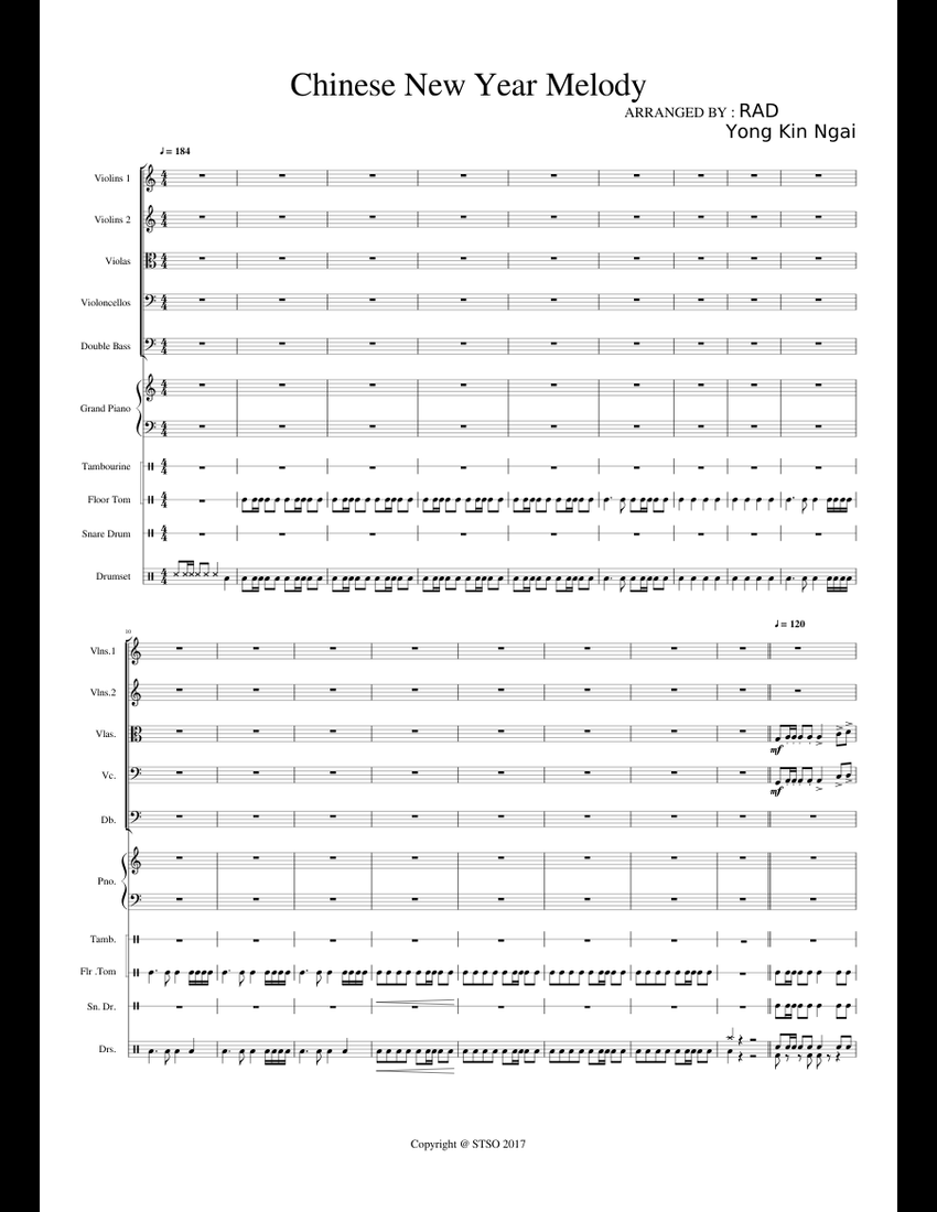 Chinese New Year Melody sheet music for Piano, Strings, Percussion ...