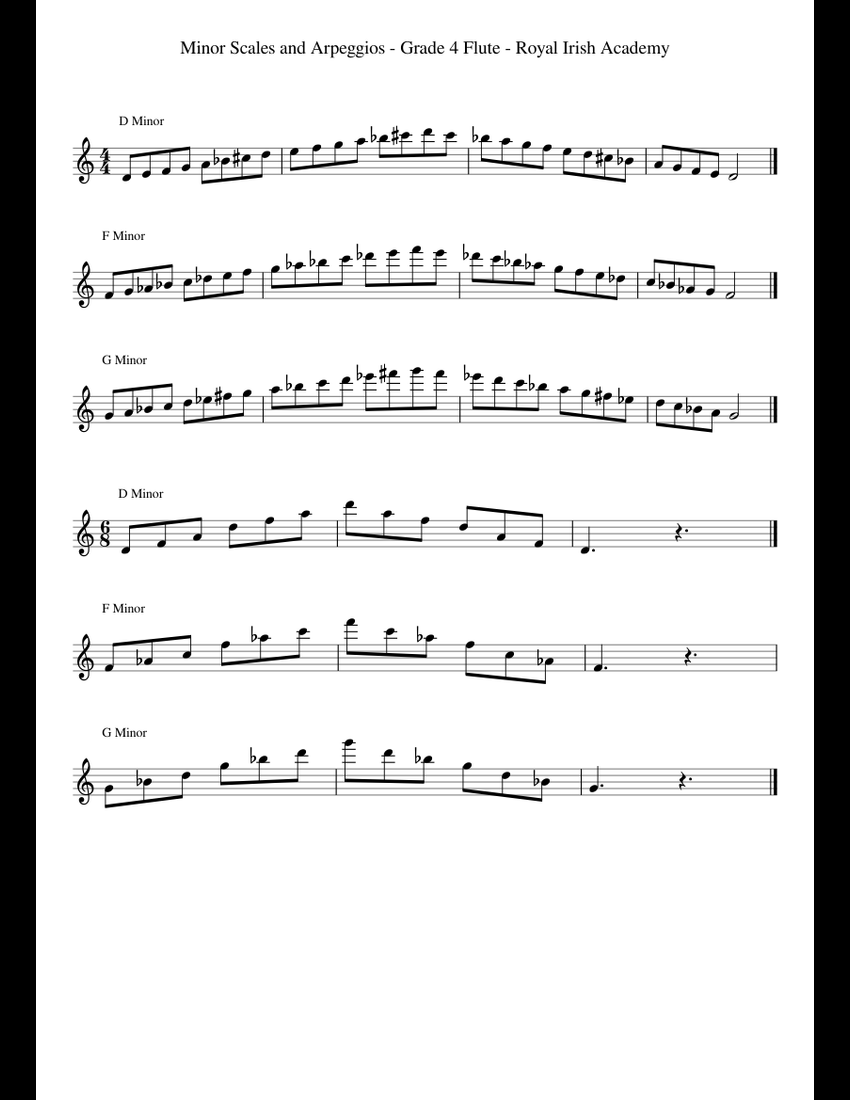 Minor Scales and Arpeggios - Grade 4 Flute - Royal Irish Academy sheet ...