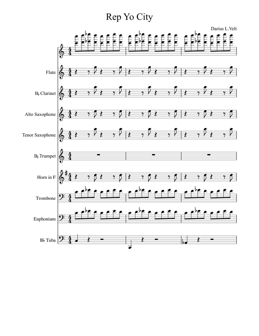 Rep Yo City Sheet music for Flute, Clarinet, Piccolo, Alto Saxophone ...