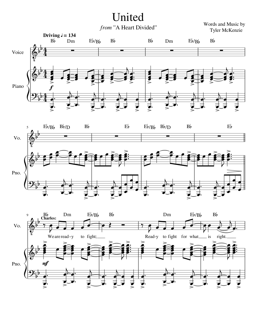 United Sheet music for Keyboard Piano, Voice Vocals (Piano-Voice ...