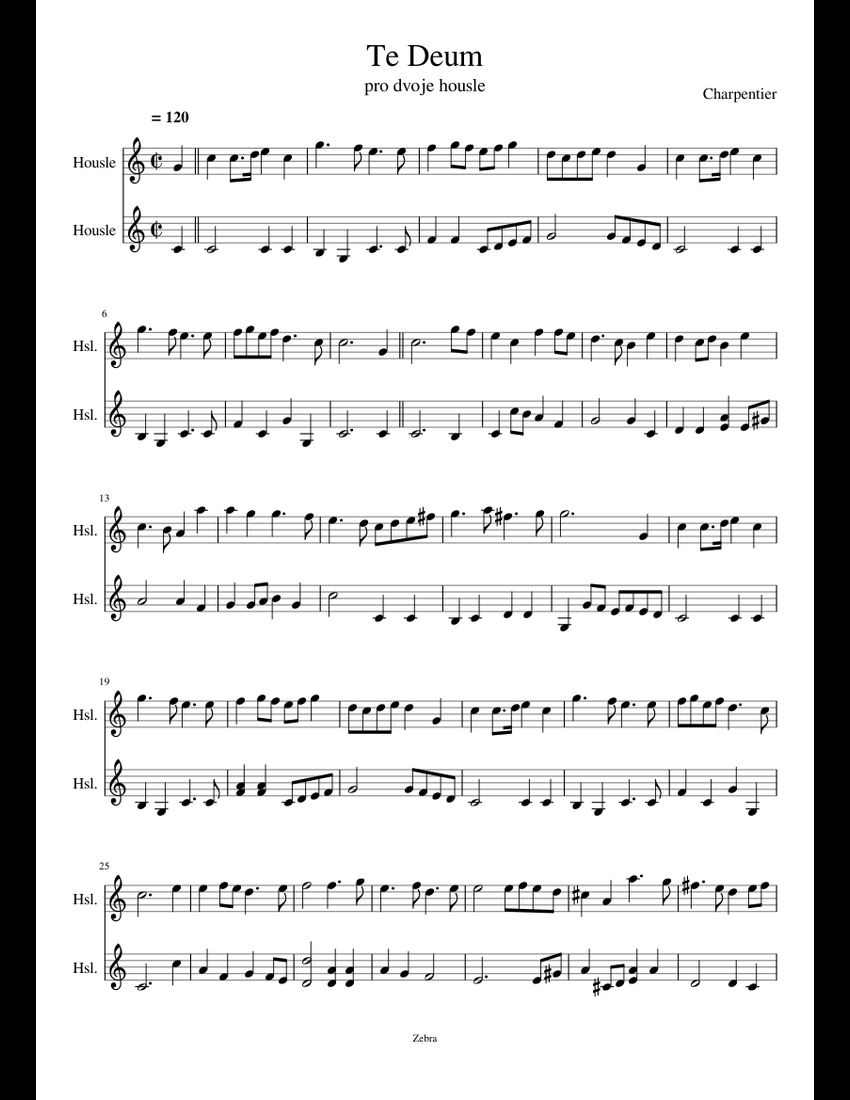 Te Deum sheet music for Violin download free in PDF or MIDI