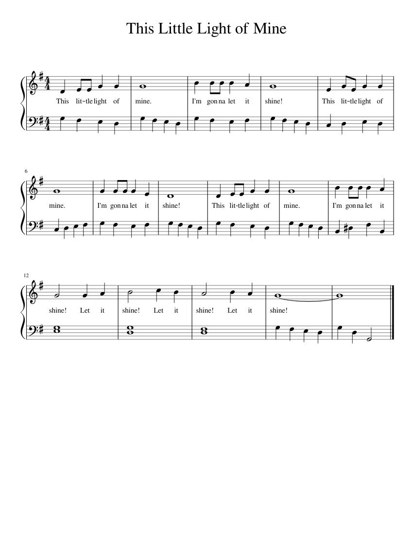 This Little Light of Mine Sheet music for Piano | Download free in PDF ...