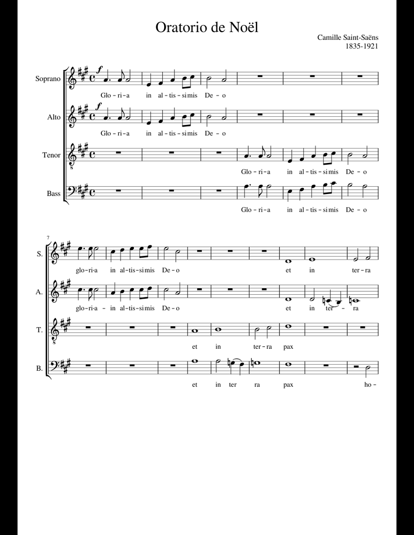 Oratorio de Noël sheet music for Voice download free in PDF or MIDI