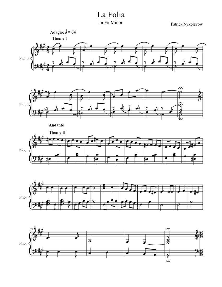 La Folia Sheet music for Piano | Download free in PDF or MIDI ...