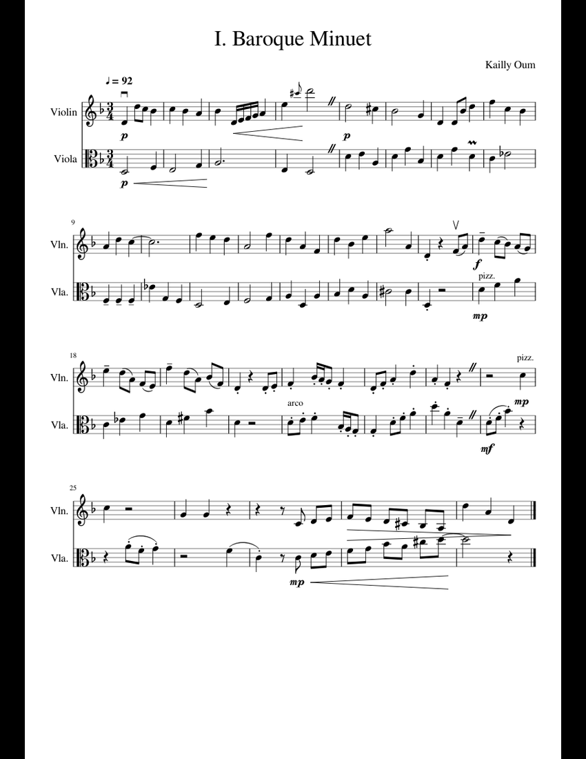 Baroque Minuet sheet music for Violin, Viola download free in PDF or MIDI