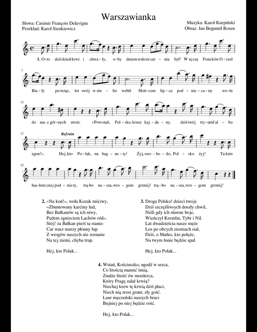 Warszawianka 1831 roku - La Varsovienne sheet music for Flute download ...