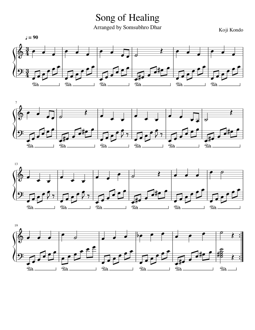 Song of Healing sheet music for Piano download free in PDF or MIDI
