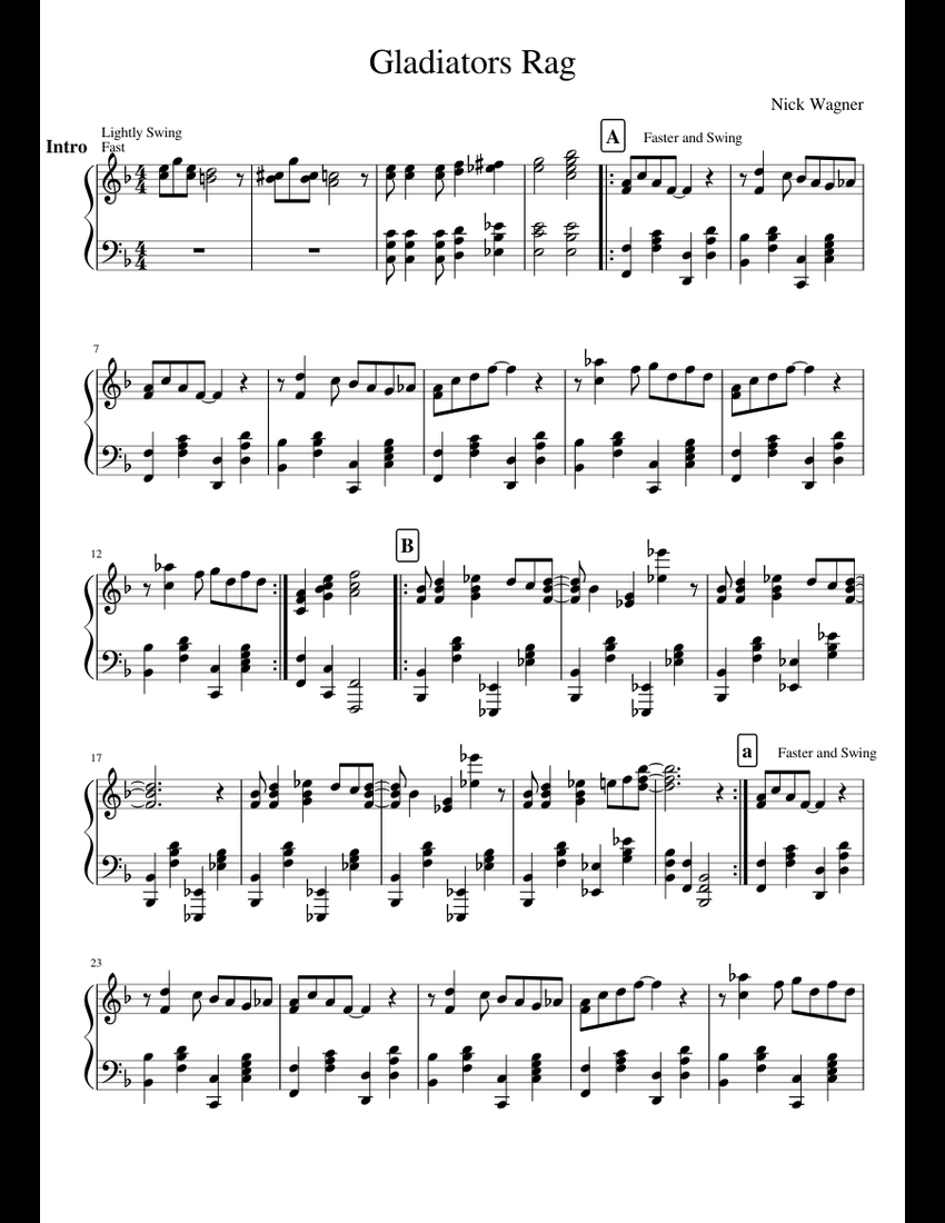 Gladiators Rag sheet music for Piano download free in PDF or MIDI