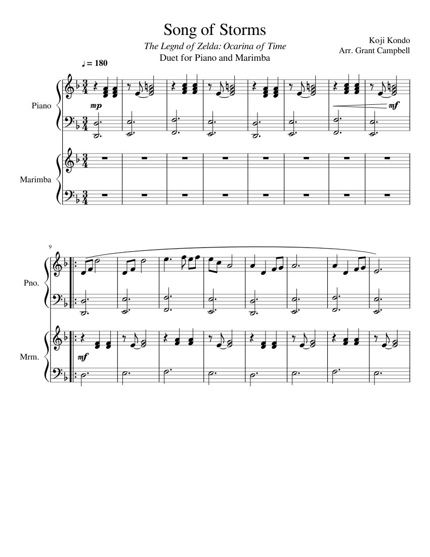Song of Storms Sheet music for Piano, Percussion | Download free in PDF ...