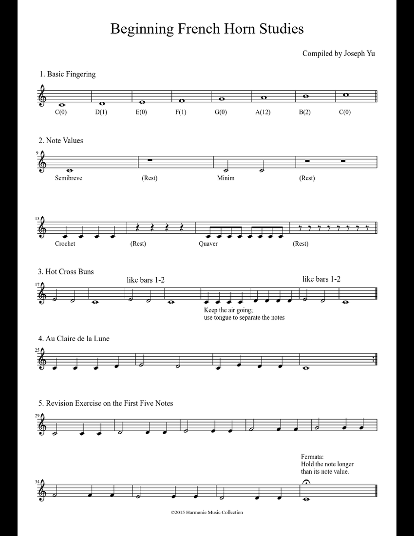 MWSC 7L French Horn Class sheet music for Piano download free in PDF or ...