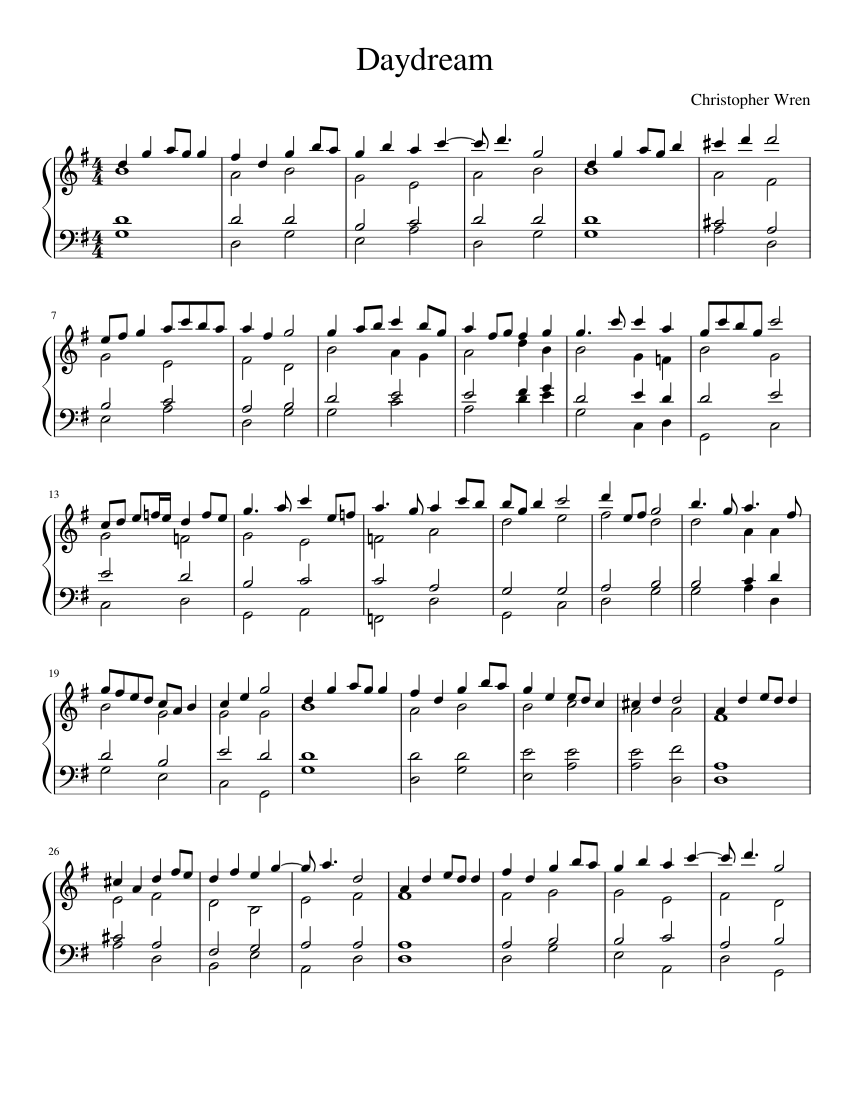 Daydream sheet music for Piano download free in PDF or MIDI