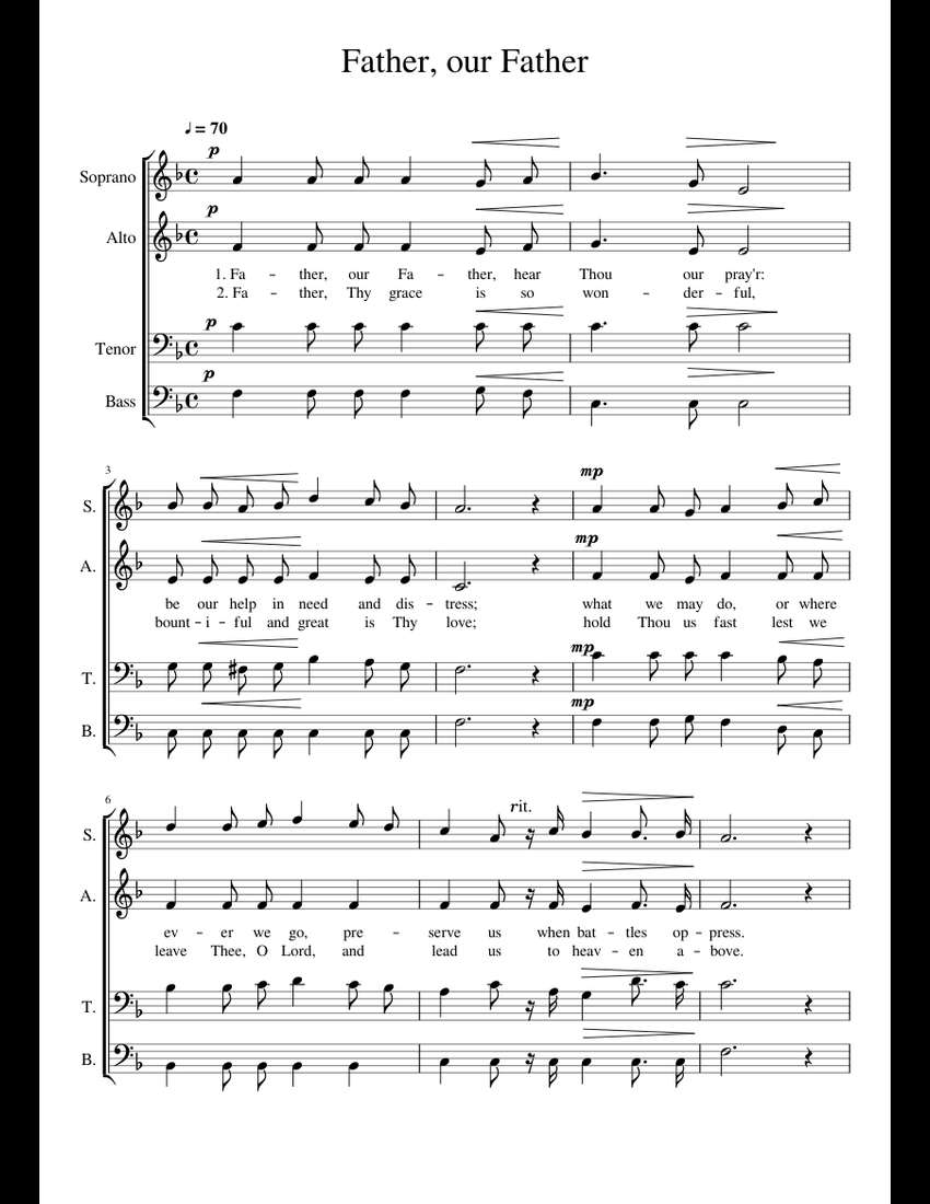 Father our Father (Organ) sheet music for Organ download free in PDF or ...