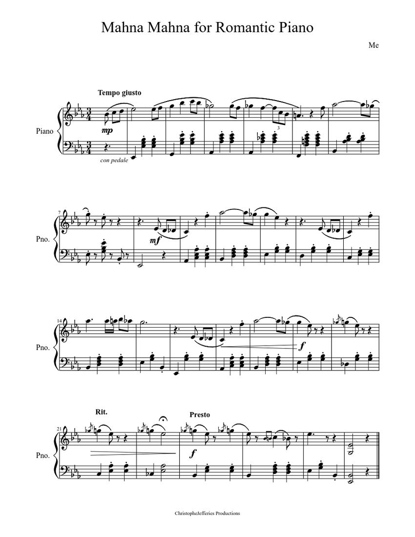 Mahna Mahna for Romantic Piano Sheet music for Piano (Solo) | Musescore.com