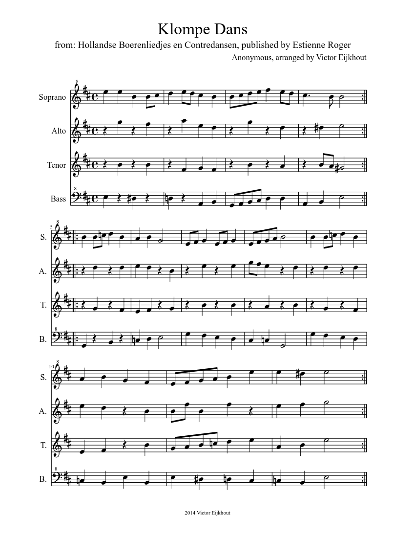 Klompe Dans Sheet music for Bass (Solo) | Musescore.com