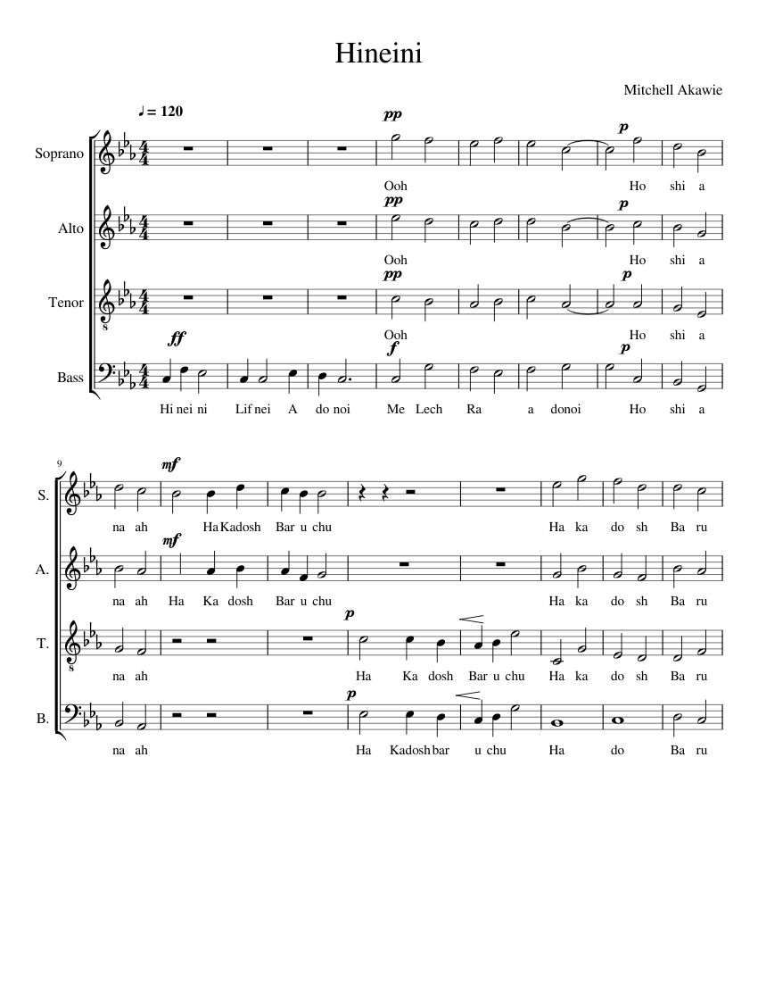 Hineini sheet music for Voice download free in PDF or MIDI