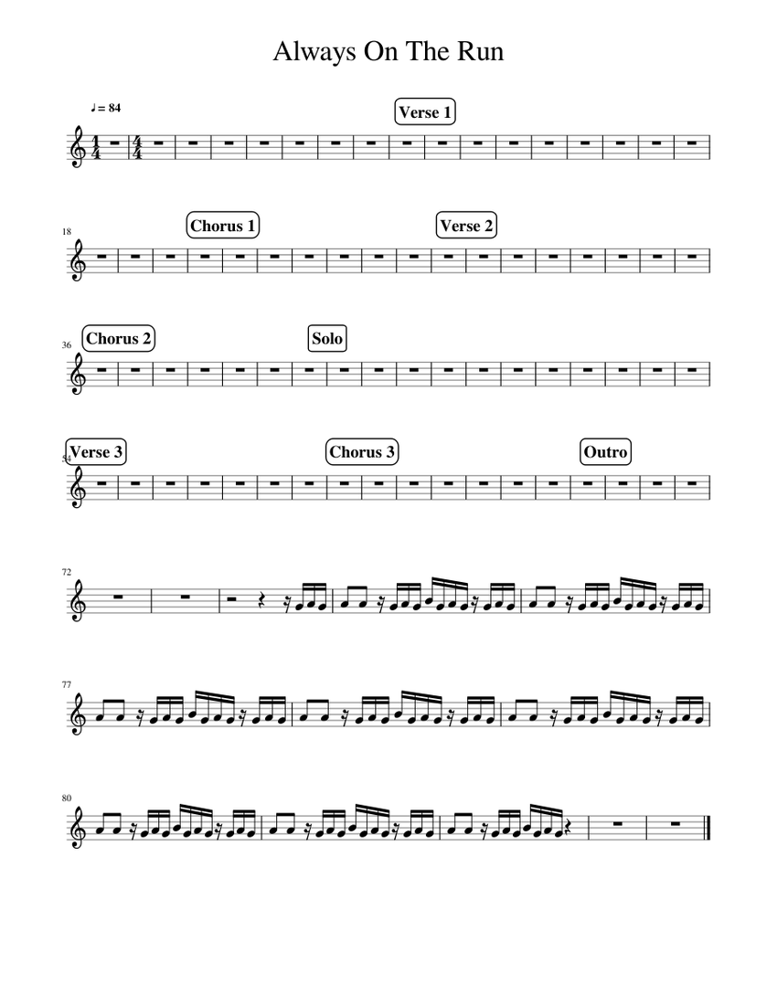 Always On The Run - Lenny Kravitz Sheet music for Bassoon | Musescore.com
