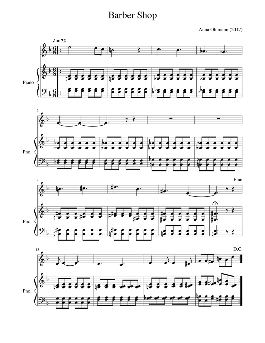 Barber Shop I Sheet music for Violin, Piano | Download free in PDF or ...