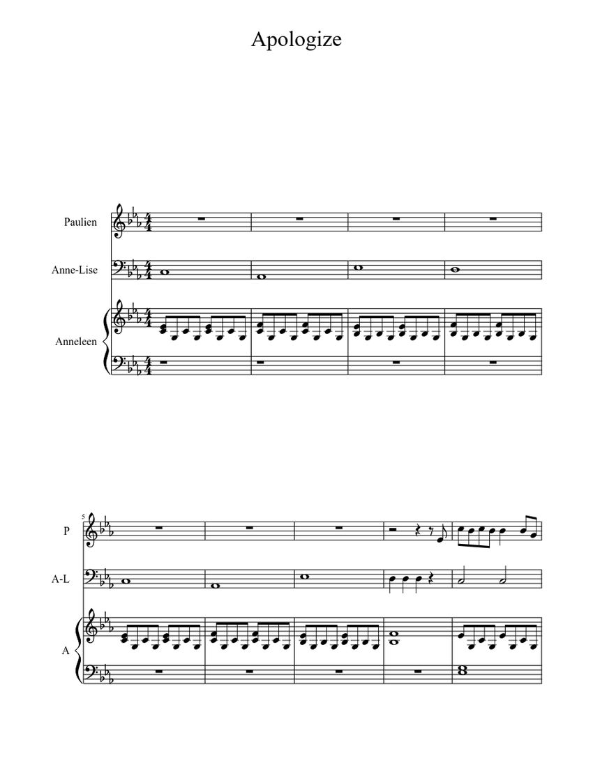 Apologize Sheet music for Piano, Cello | Download free in PDF or MIDI ...