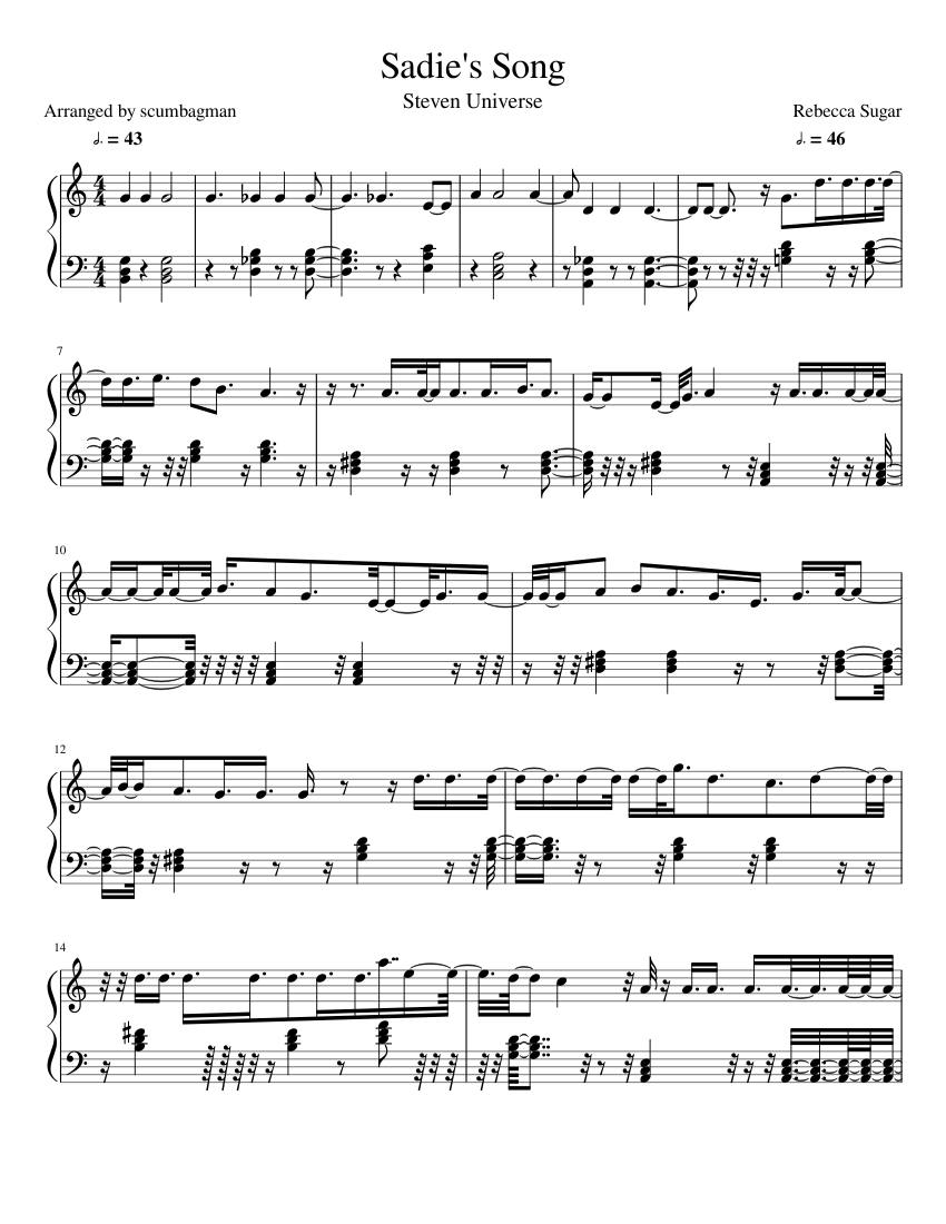 Sadie's Song Sheet music for Piano | Download free in PDF or MIDI ...
