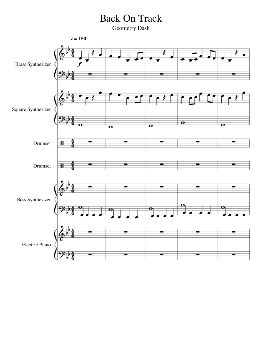 Back On Track (Techno) Sheet music for Drum Group, Piano, Synthesizer ...