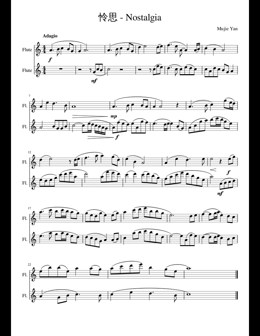 Nostalgia sheet music download free in PDF or MIDI