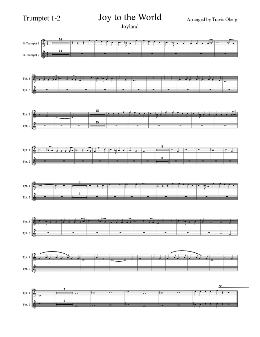 Joy to the World-Trumpet Sheet music for Clarinet (Bass) (Brass Duet ...