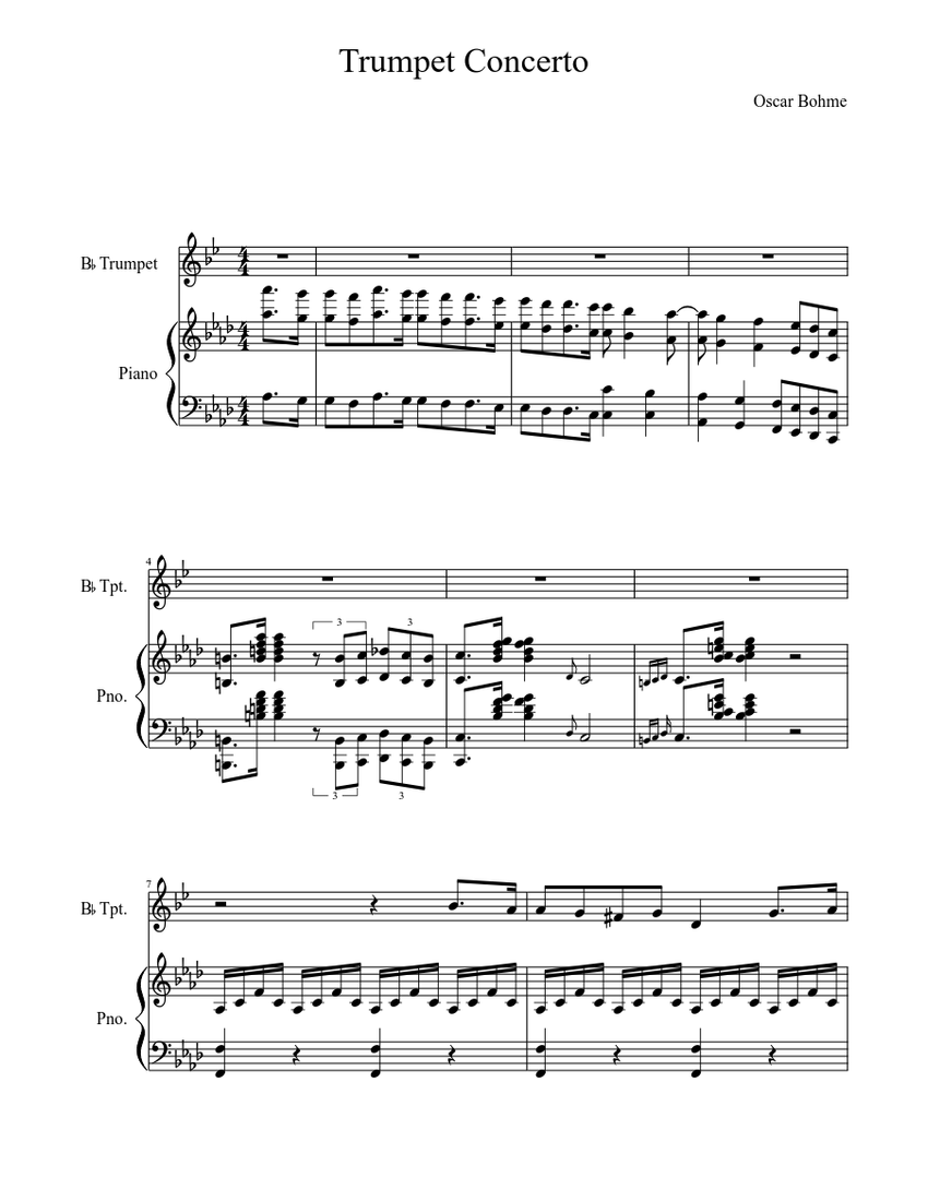 Bohme Trumpet Concerto by Oskar Boehme Sheet music for Piano, Trumpet | Download free in PDF or ...