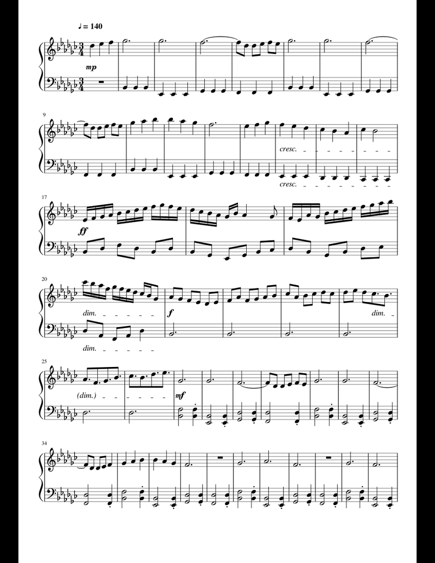 Piano piece sheet music for Piano download free in PDF or MIDI