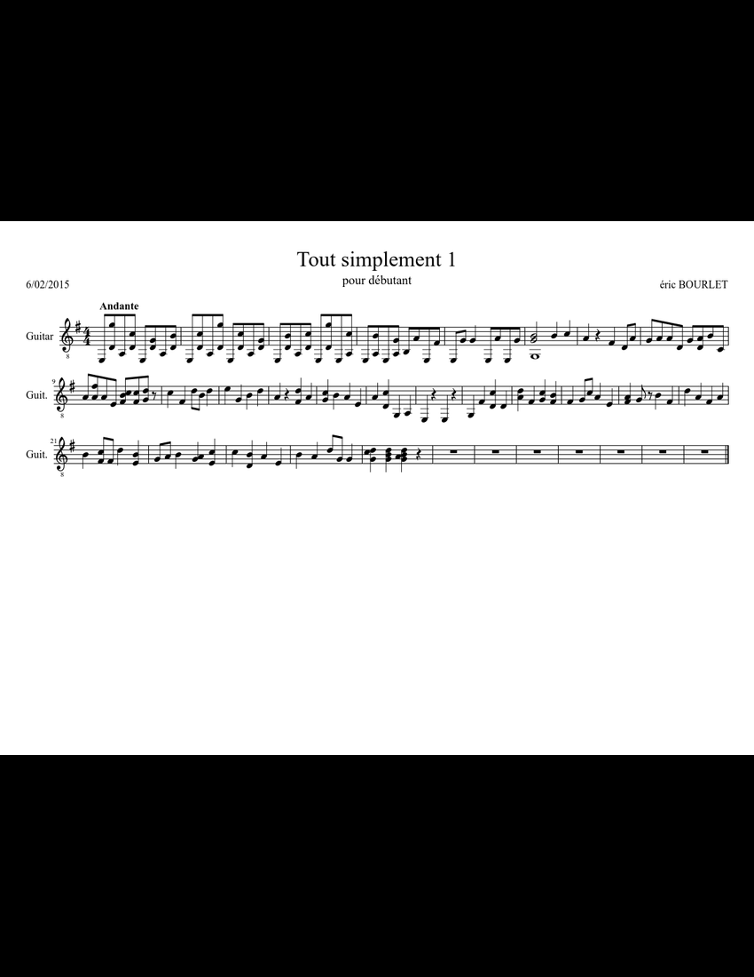 Tout simplement 1 sheet music for Guitar download free in PDF or MIDI