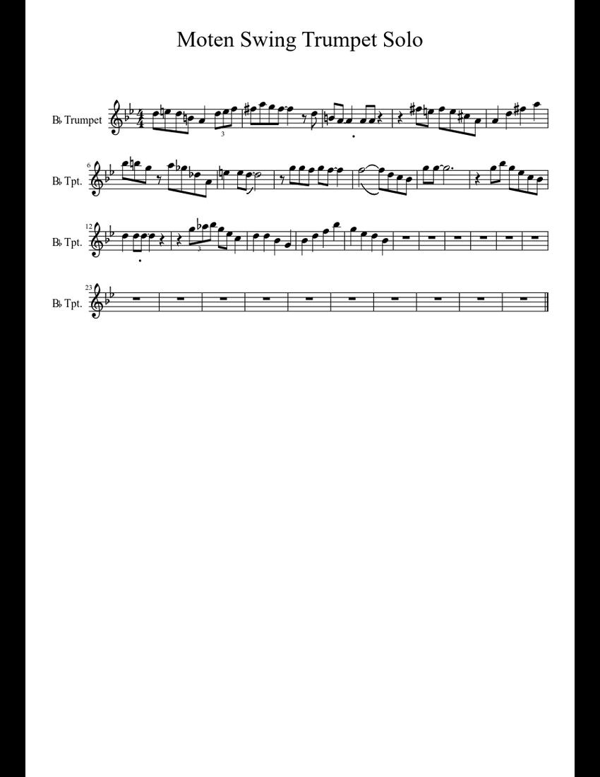 Moten Swing Trumpet Solo sheet music for Trumpet download free in PDF ...